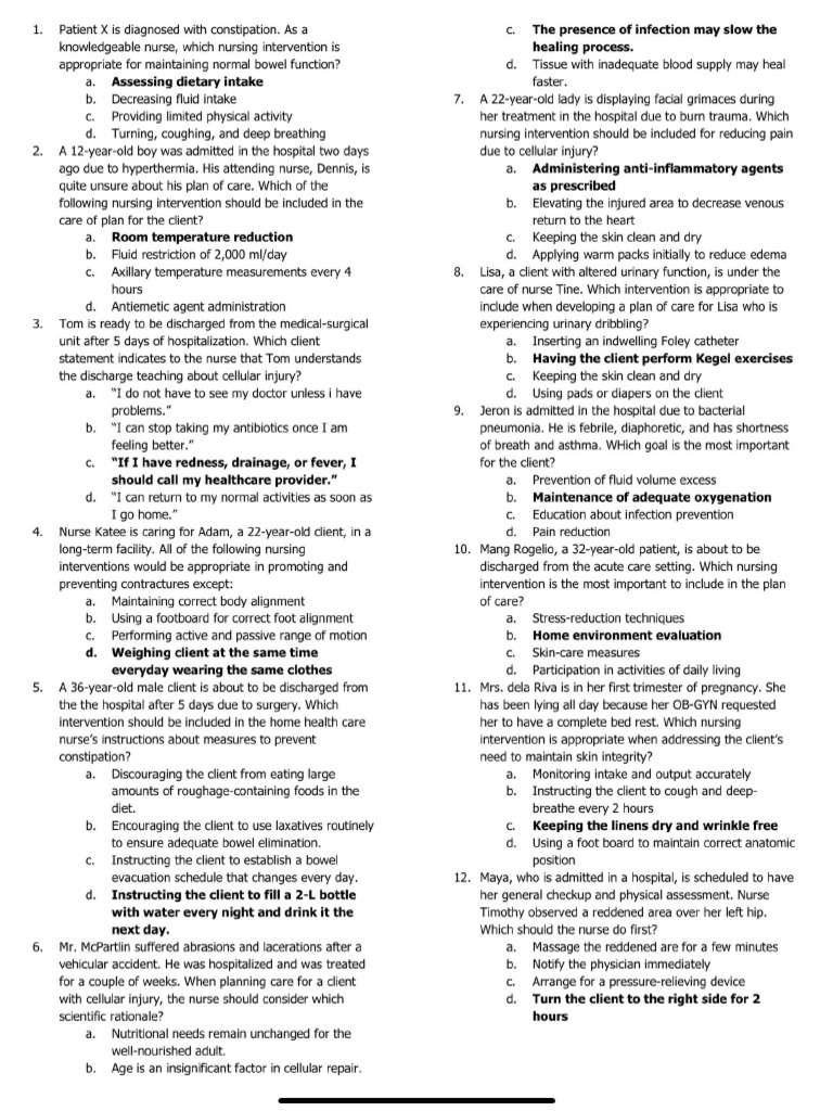 Renal Fabs Post Test Answer Key | PDF