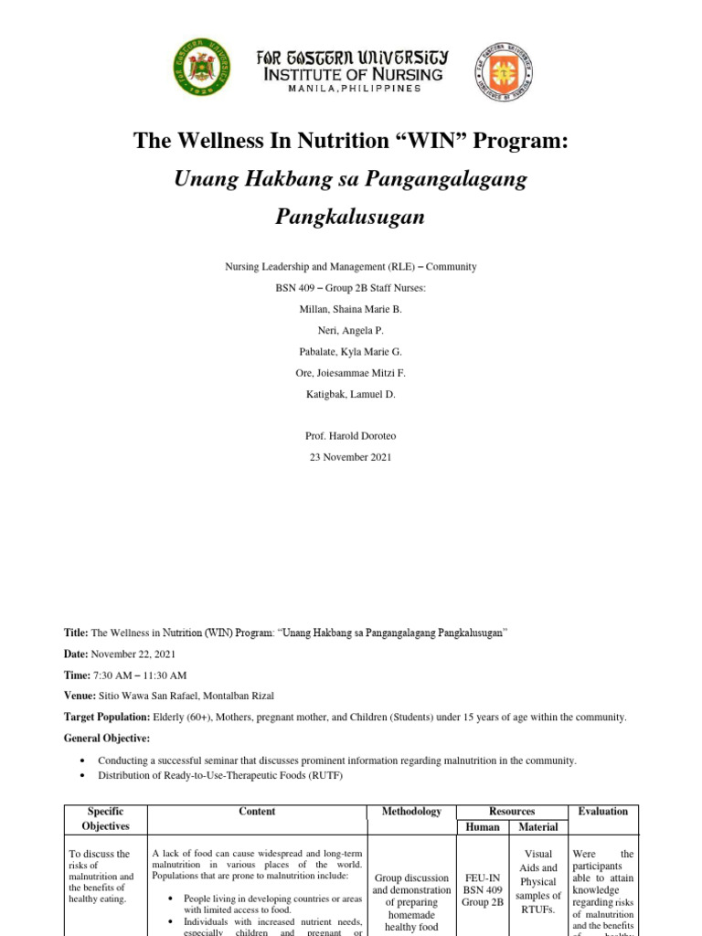 Training Design Iec Material BSN 409 Grp2b SN | PDF | Malnutrition ...