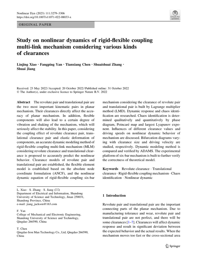 Study On Nonlinear Dynamics of Rigid-Flexible Coupling Multi-Link ... Study On Nonlinear Dynamics of Rigid-Flexible Coupling Multi-Link ...