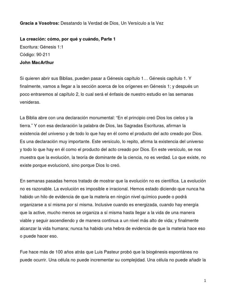 John Macarthur - Día 1 Parte 1 | PDF | Evolución