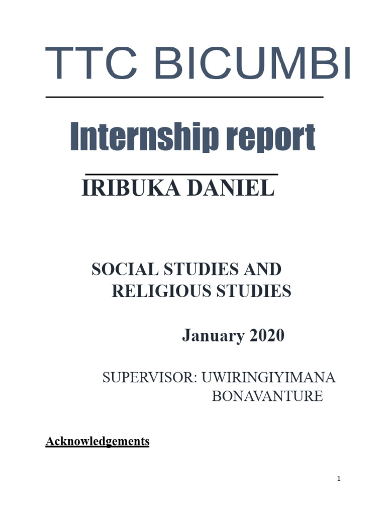 IRIBUKA DANIEL - Internship Report | PDF | Teachers | Learning