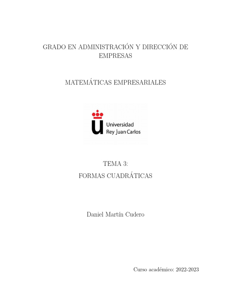 Tema 3 - Formas Cuadráticas | PDF | Matriz (Matemáticas) | Vector Euclidiano