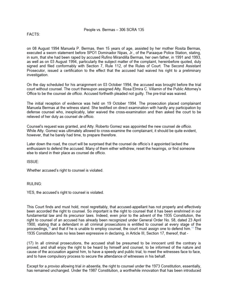 People Vs Bermas | PDF | Right To Counsel | Prosecutor