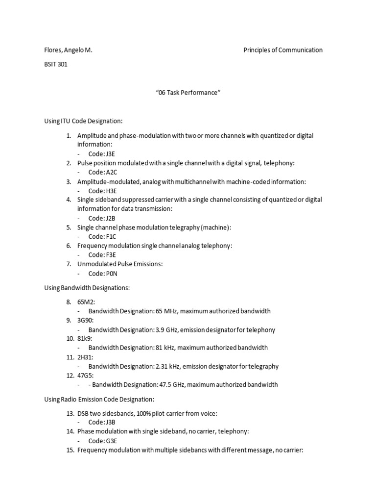 ITU Code & Bandwidth Guide | PDF | Science & Mathematics | Computers
