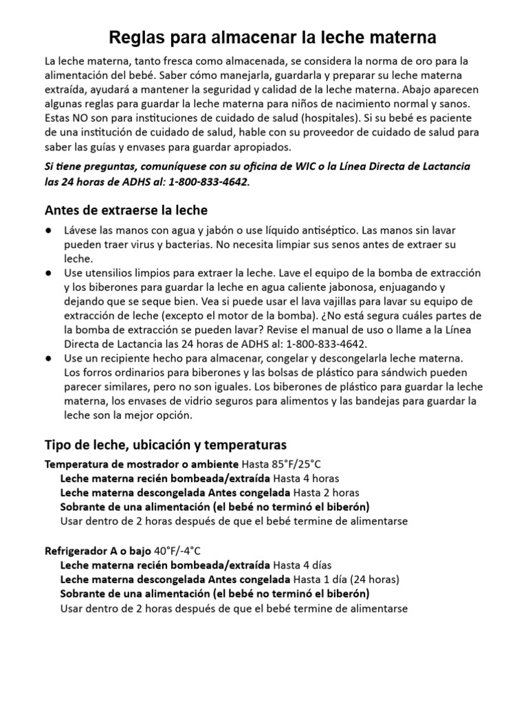 Human Milk Storage Guidelines SPN 508 Compliant | PDF | La leche ... Human Milk Storage Guidelines SPN 508 Compliant | PDF | La leche ...