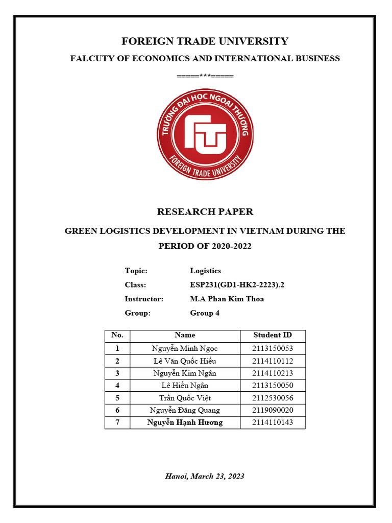 TACN 3 - Research Proposal | PDF | Logistics | Transport