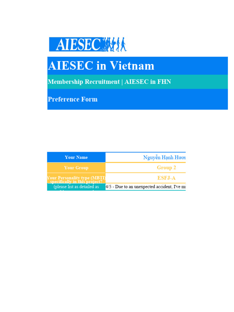 Preference Form - Candidate Package - Group Work Challenge - TMP Fall 2022 - AIESEC in FHN 2223 ...