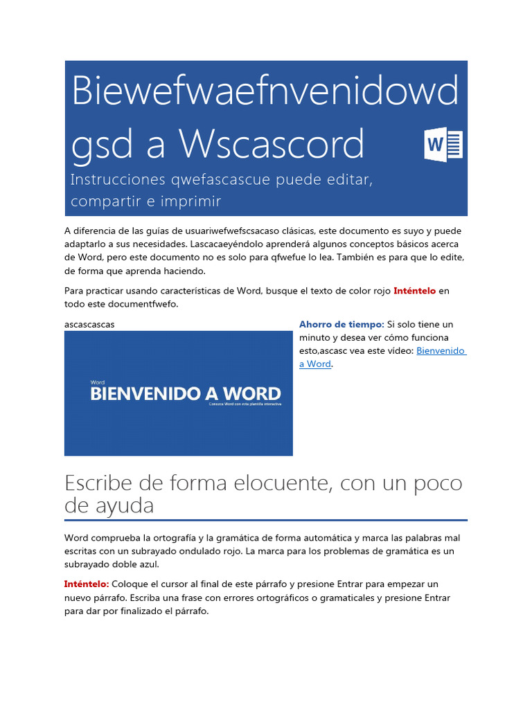 Bienvenidowdgsd a Word | PDF | Microsoft Word | Software