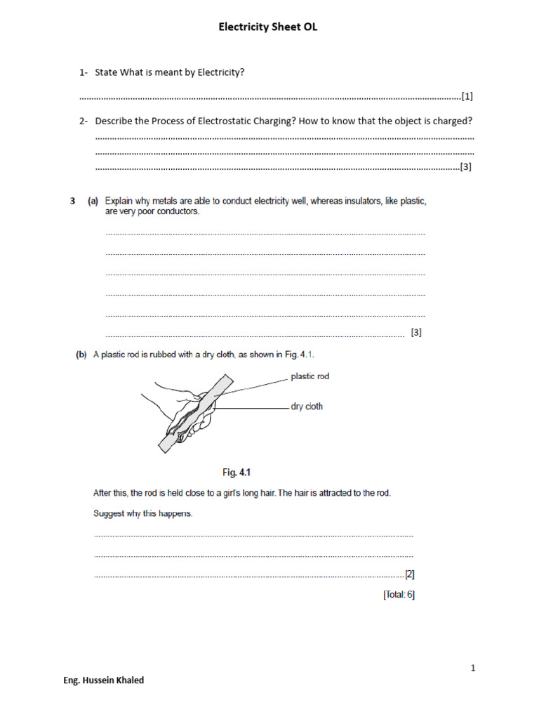 Electricity Sheet OL | PDF | Series And Parallel Circuits | Resistor