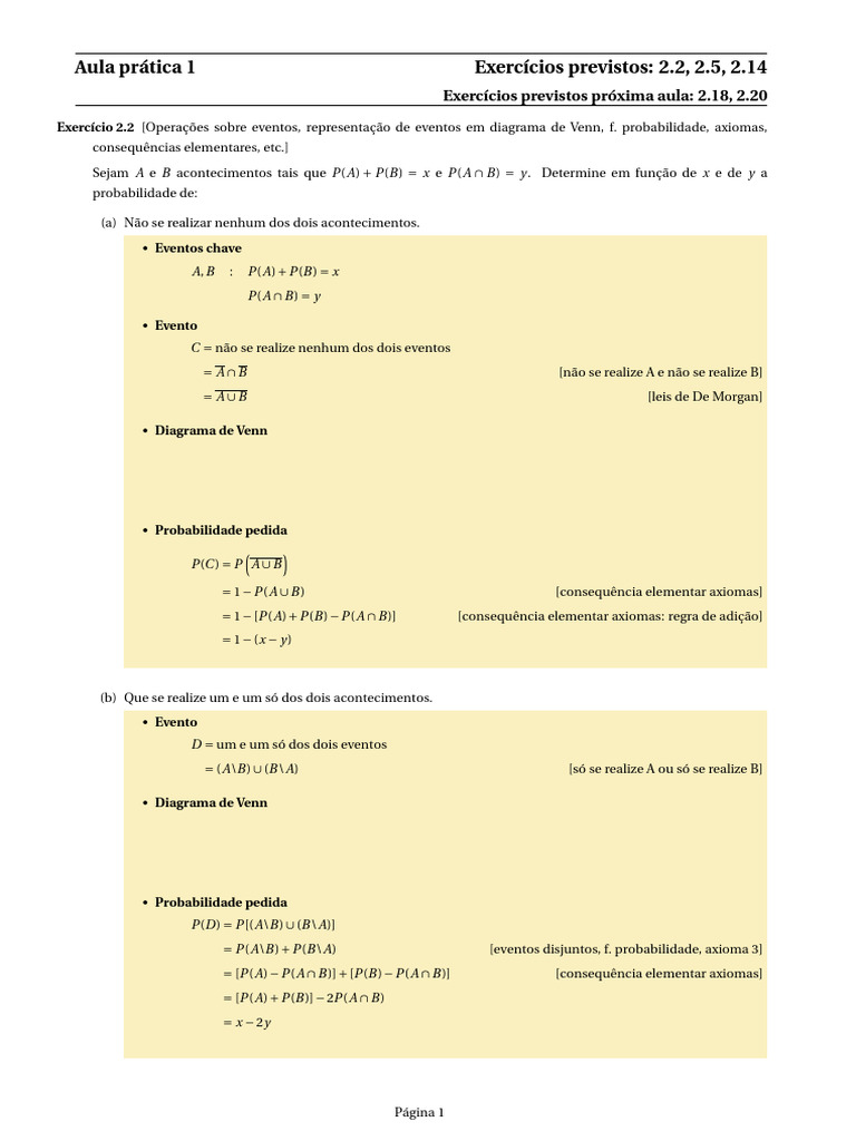 Aula Pratica 1 | PDF | Probabilidade | Conceitos matemáticos
