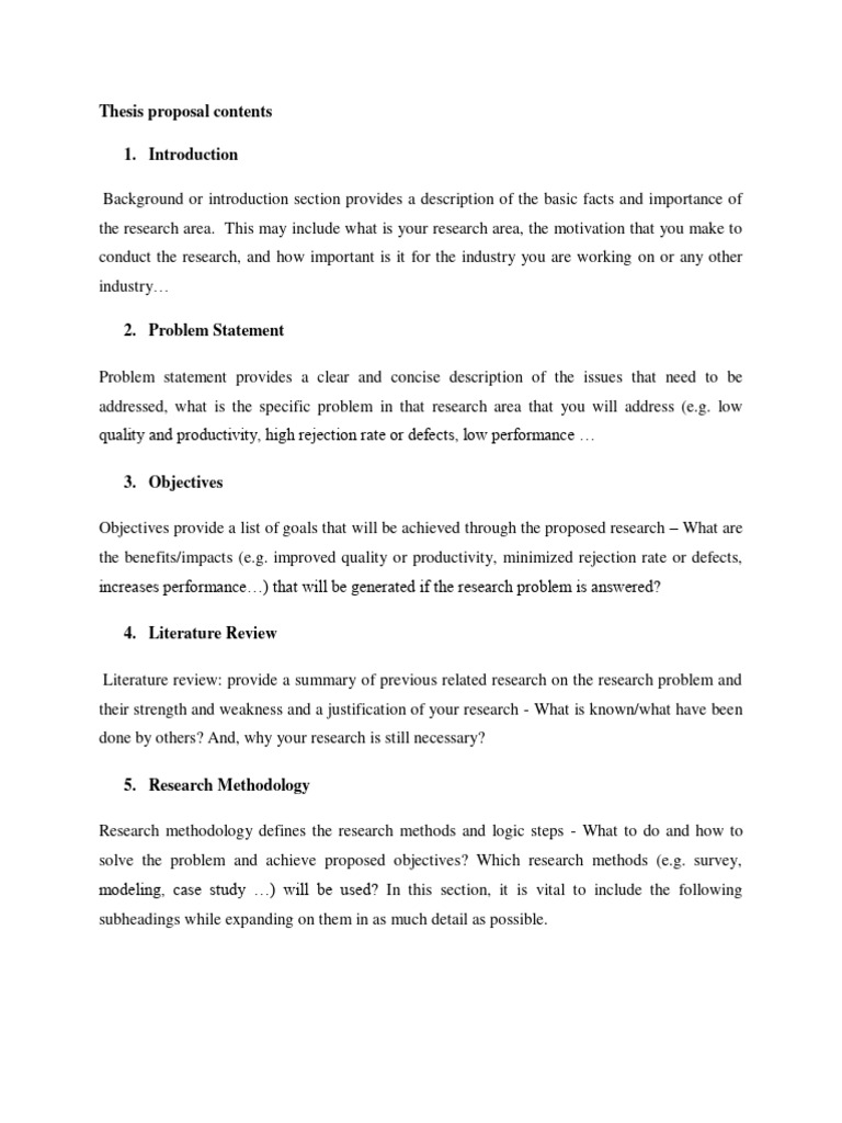 Thesis Proposal Contents | PDF | Methodology | Survey Methodology