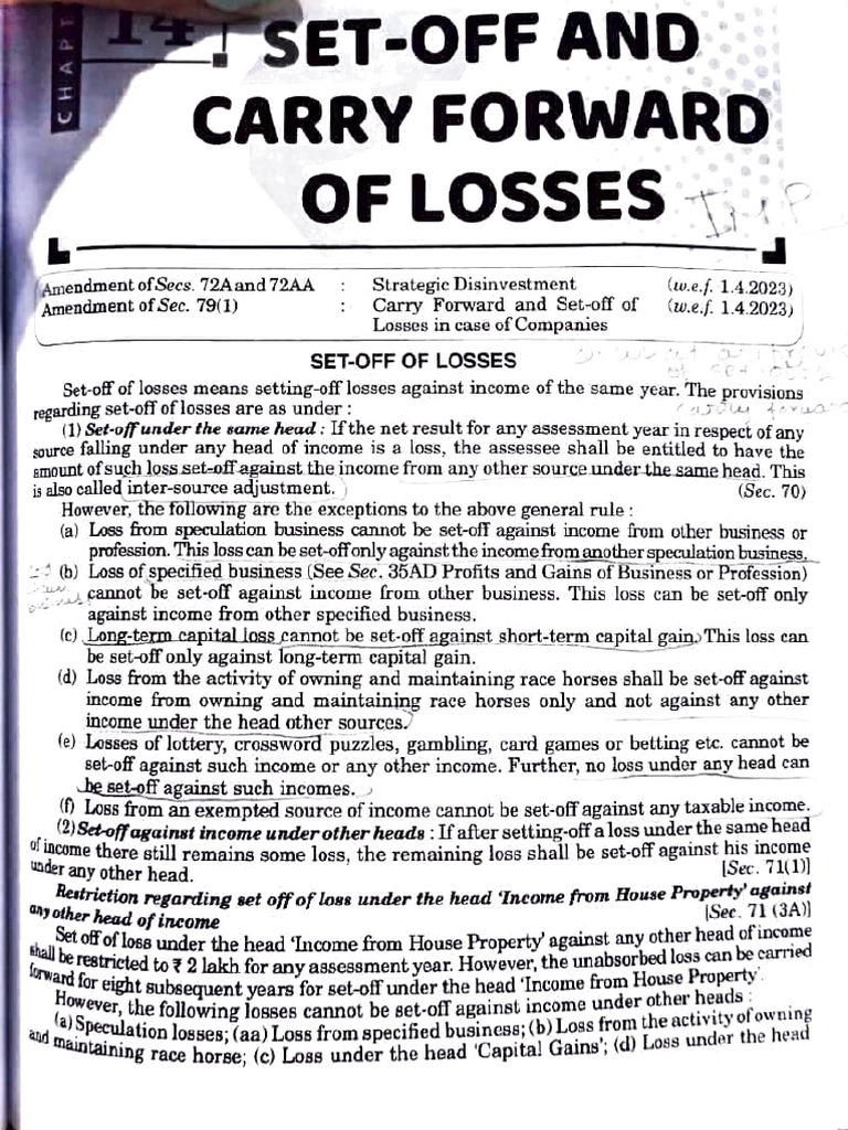Carry Forward and Set Off | PDF | Income | Gambling