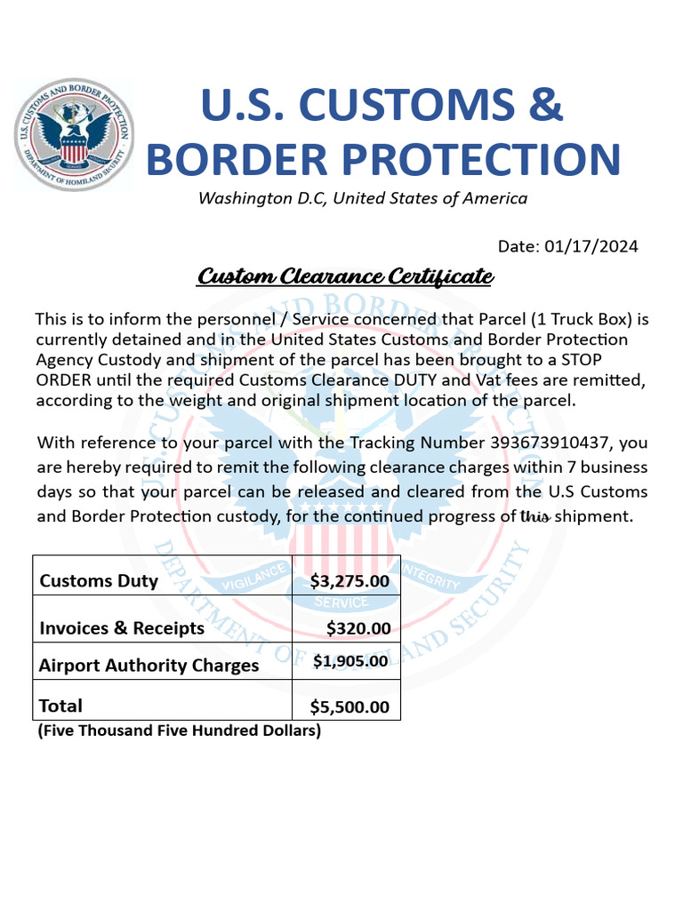 Custom Clearance Certificate | PDF