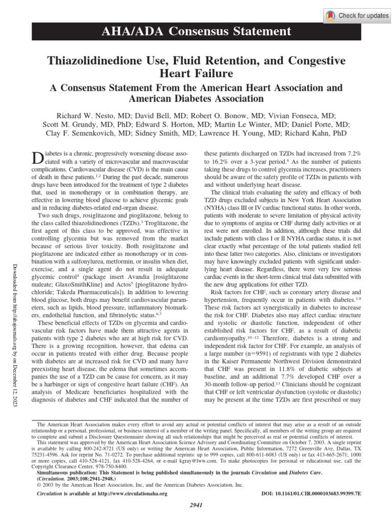 DM - Thiazolidinedione Use, Fluid Retention, and Congestive Heart ...