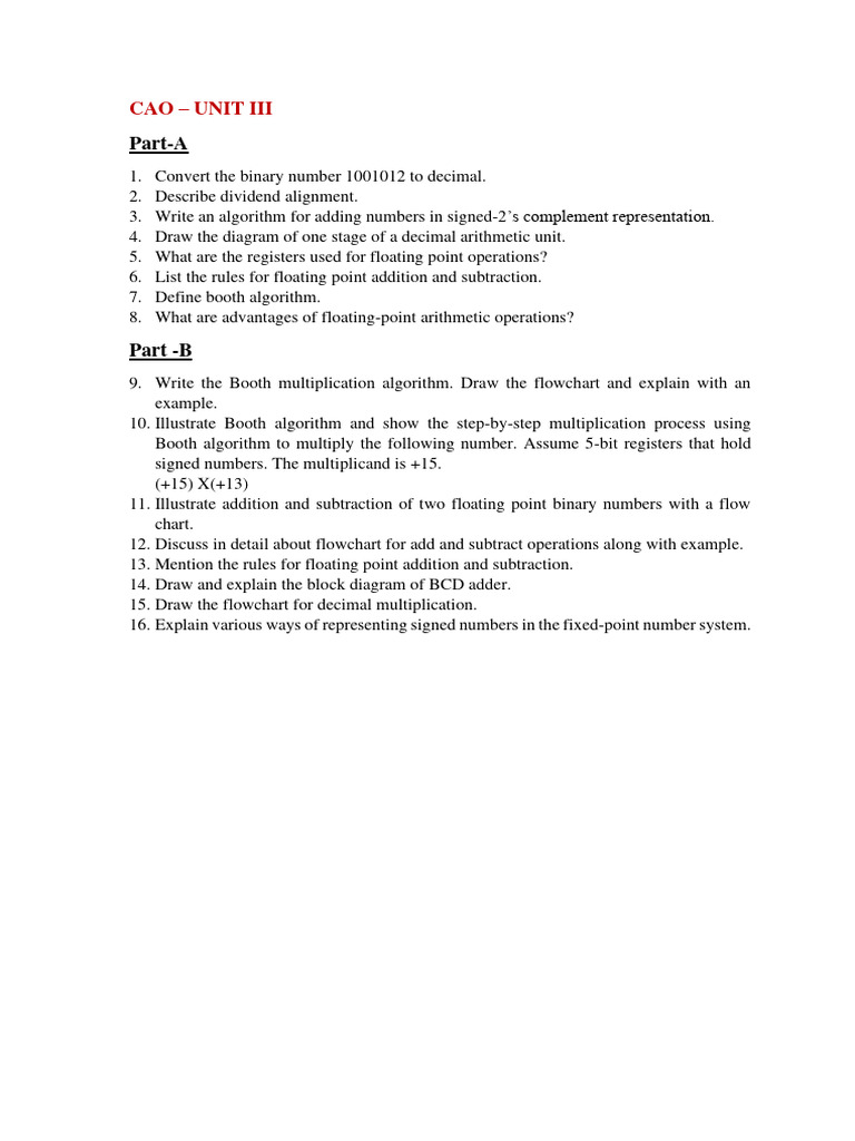 CAO UNIT III, IV, V Previous Questions | PDF | Multiplication ... CAO UNIT III, IV, V Previous Questions | PDF | Multiplication ...