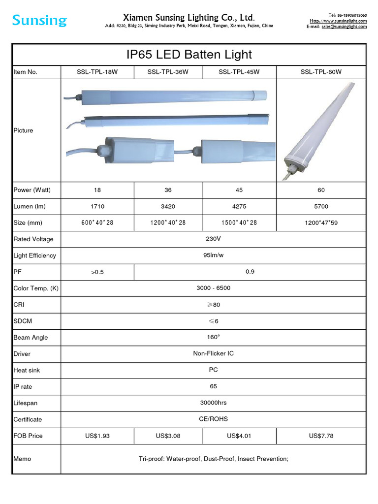 IP65 LED Batten Light | PDF