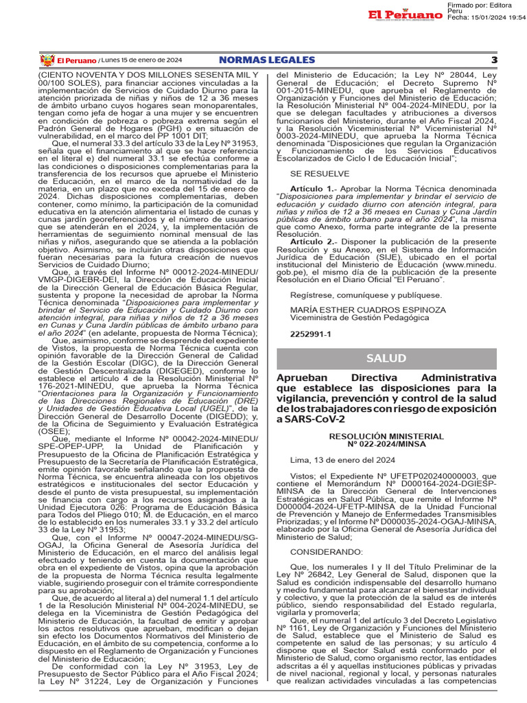 RM 022-2024-MINSA - Actualizacion Normativa COVID 13.01.24 | Descargar gratis PDF | Ministerio ...