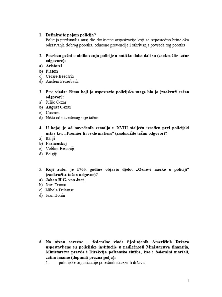 Pitanja Za Kolokvije I Završni Ispit | PDF