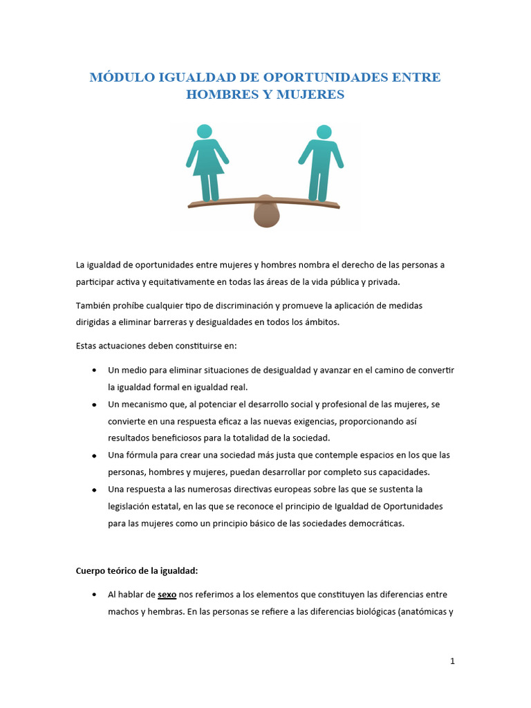 Igualdad de Oportunidades de Género | PDF | Estudios de género ...