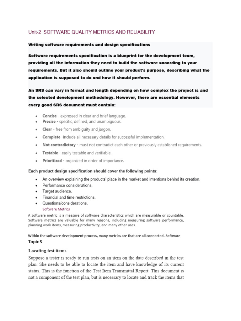 Software Quality Metrics & Reliability | PDF | Computer Program | Programming