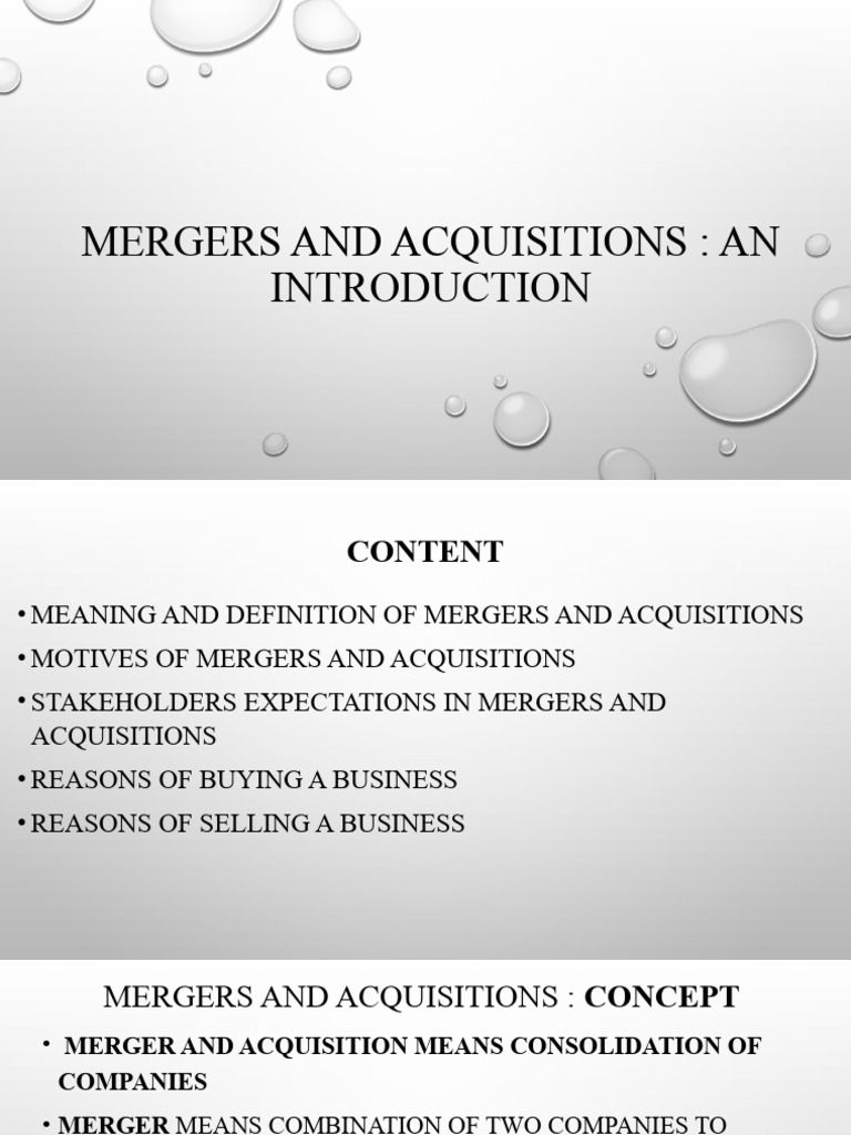 Mergers and Acquisitions: An | PDF | Mergers And Acquisitions | Takeover