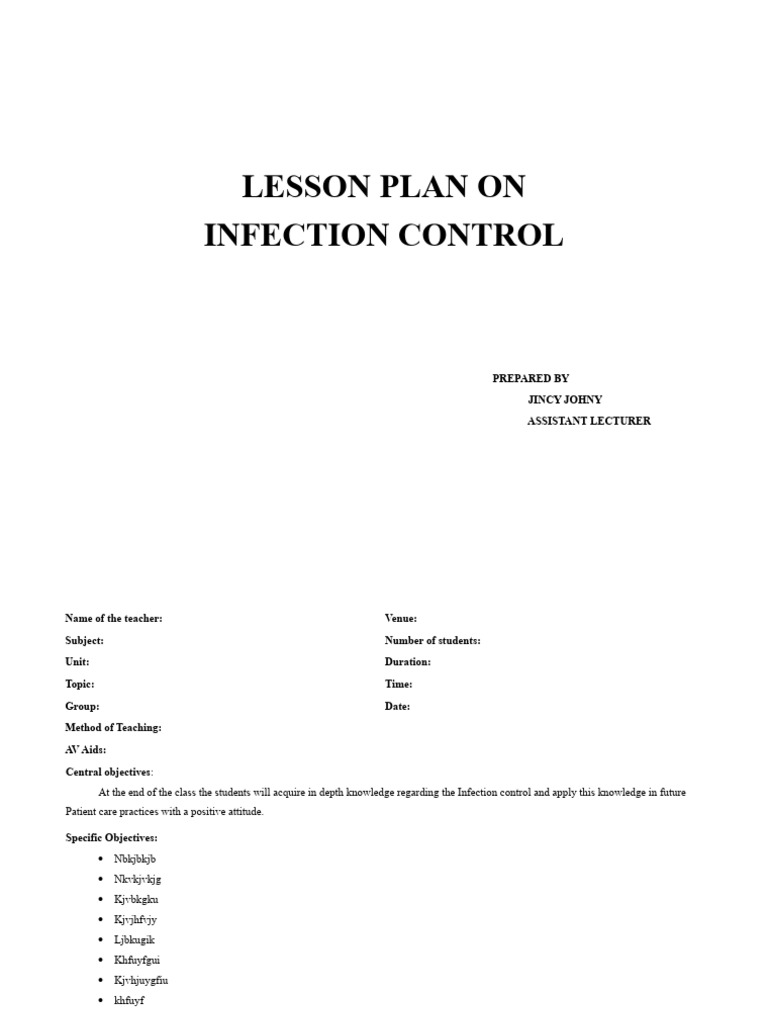 Infection Control - LESSON PLAN | Download Free PDF | Hand Washing ...