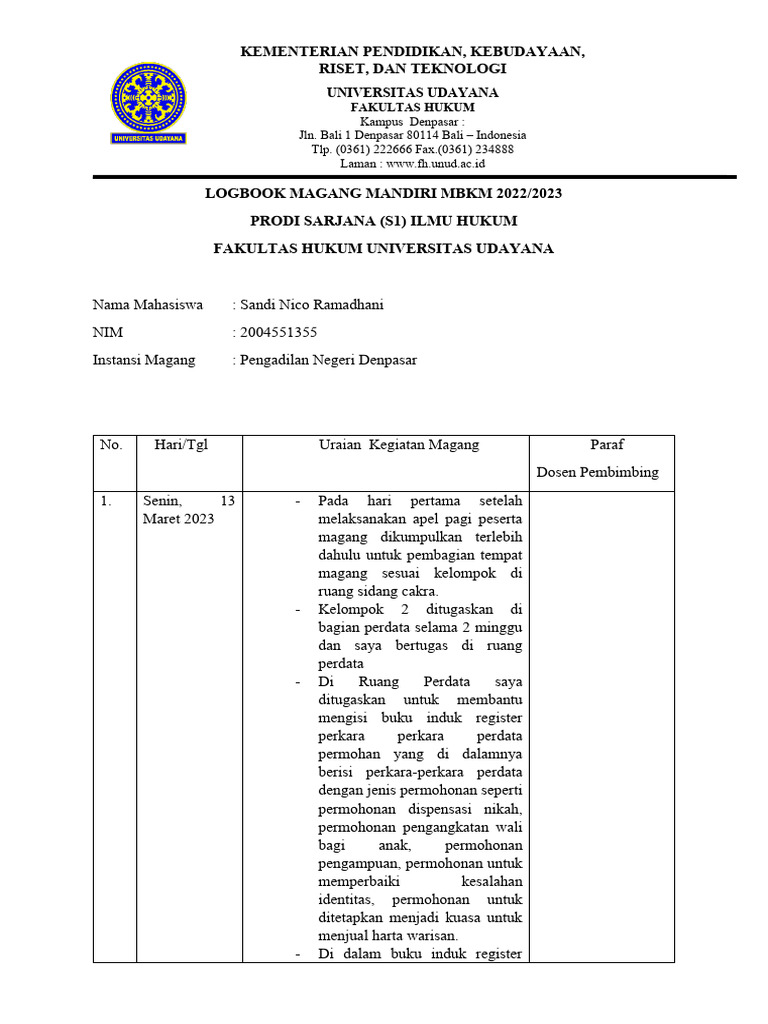 Logbook Magang PN Ocin | PDF