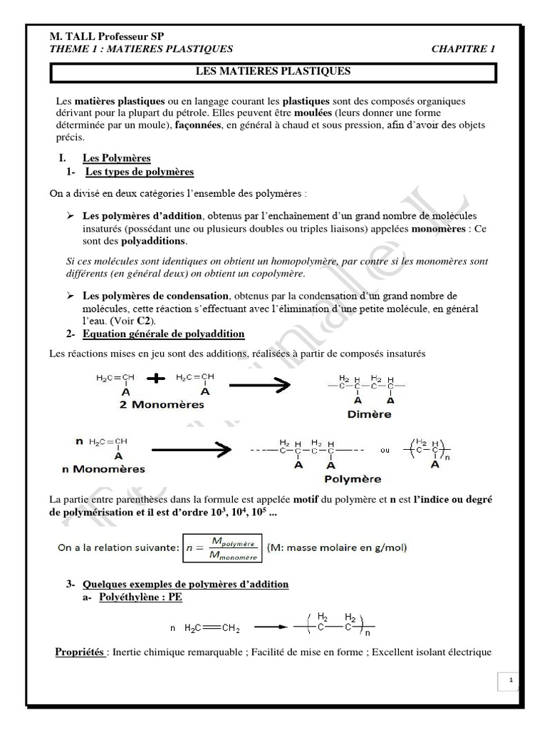 Composition et Identification des Plastiques | PDF | Plastique | Polymère