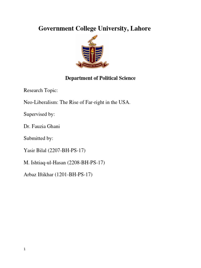 Neo-Liberalism: The Rise of Far-Right in The USA. | PDF | Neoliberalism ...
