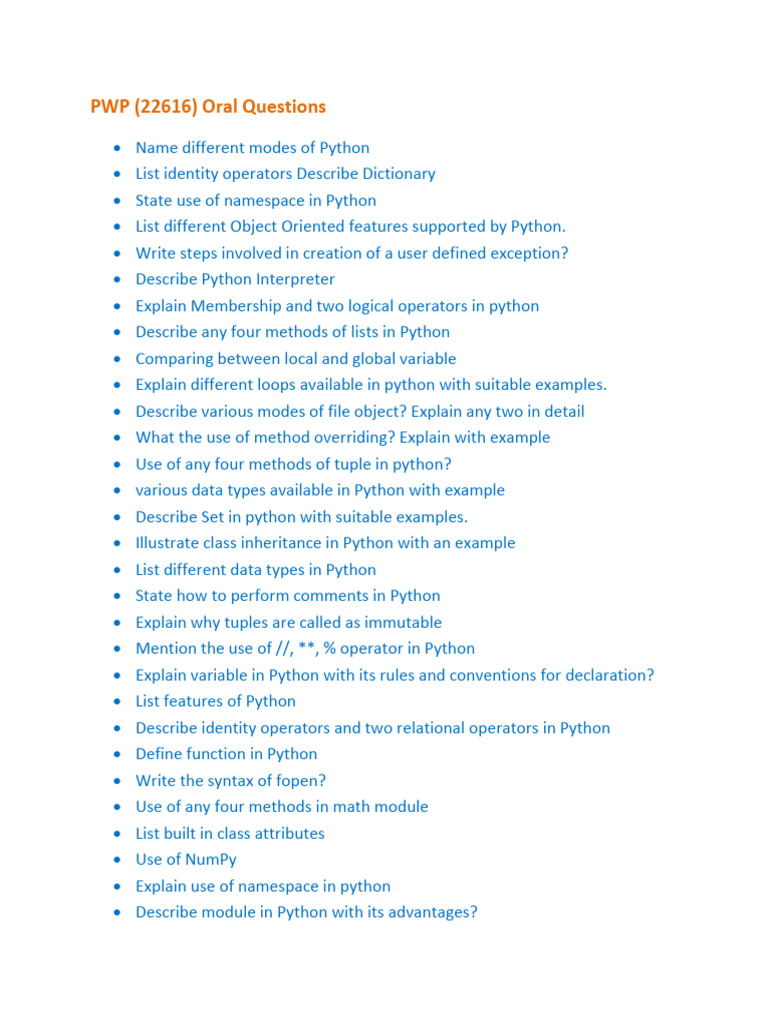 Ese Oral Questionspwp 22616 | PDF