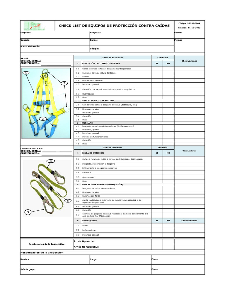 SGSST-F004_Check-List-Arnés | PDF
