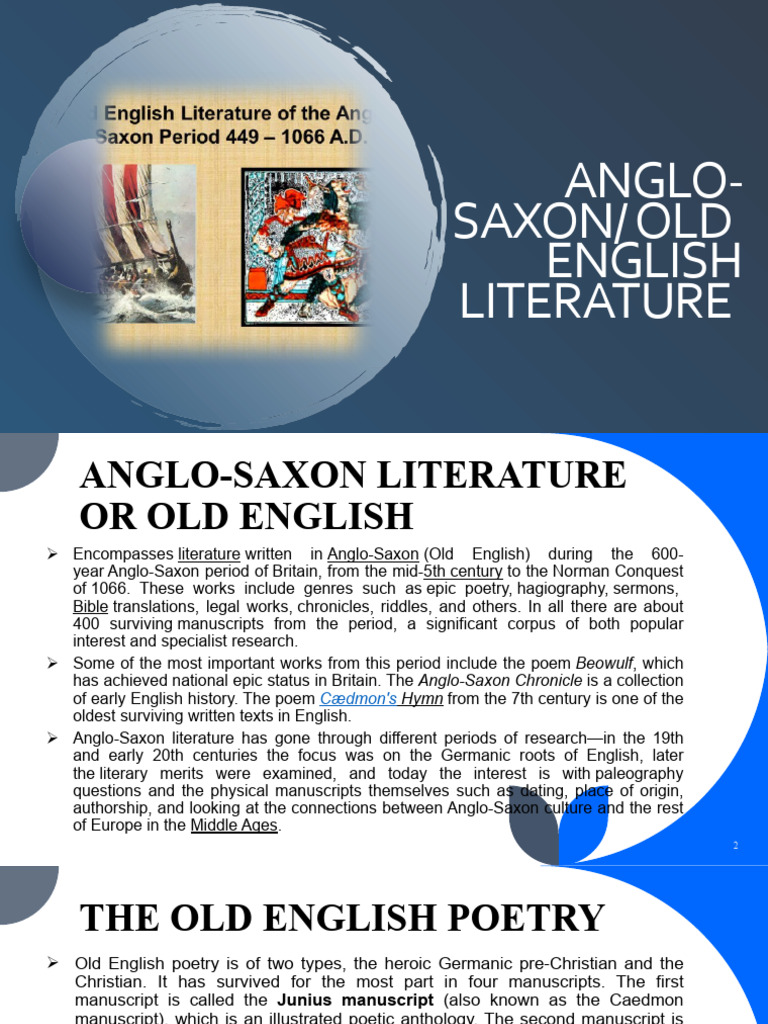 Anglo Saxon Literature | Download Free PDF | Beowulf | Medieval Literature