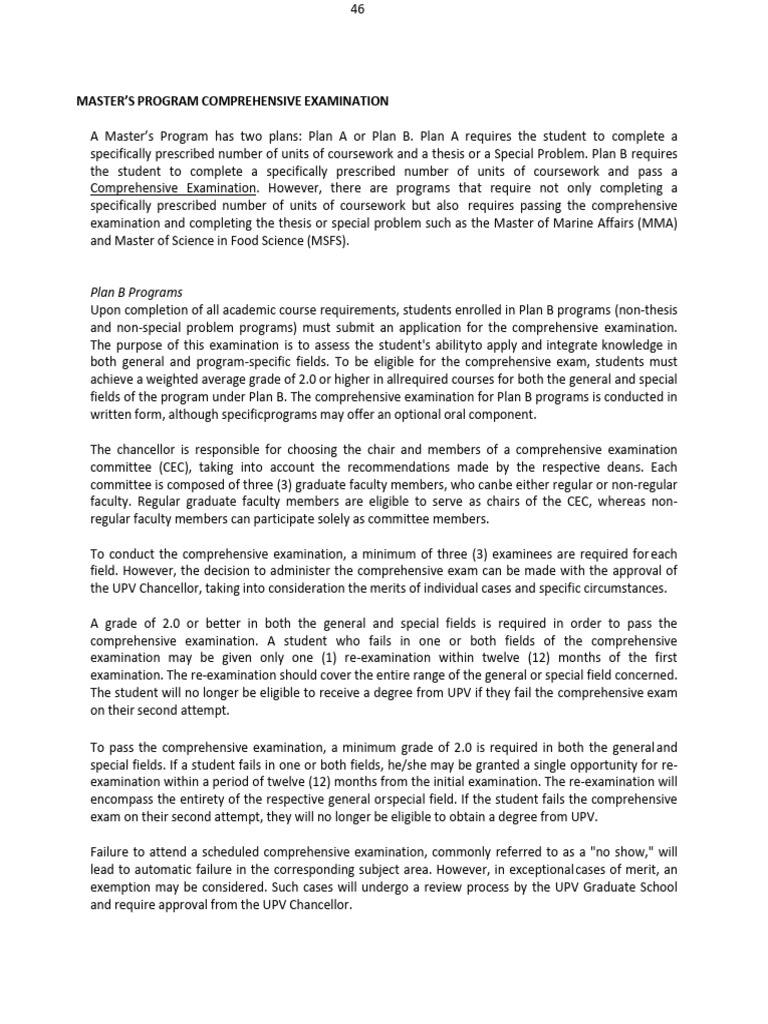 Gso Masters Program Comprehensive Examination | PDF | Thesis | Qualifications
