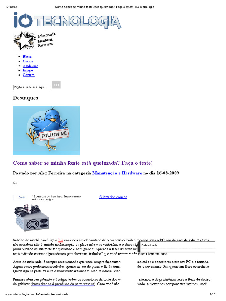 Como Saber Se Minha Fonte Está Queimada - Faça o Teste | Download ... Como Saber Se Minha Fonte Está Queimada - Faça o Teste | Download ...