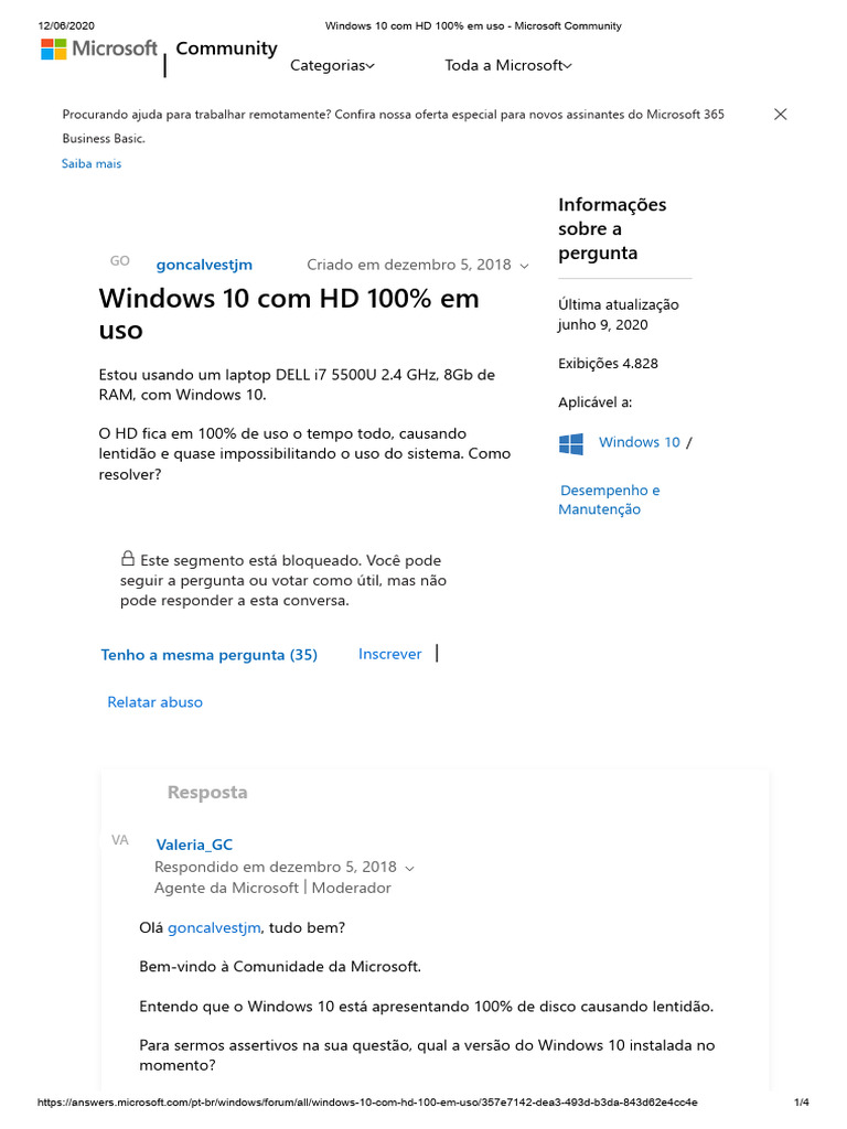 Corrigindo Problema de HD em 100% No Windows 10 - Como Resolver | PDF ...