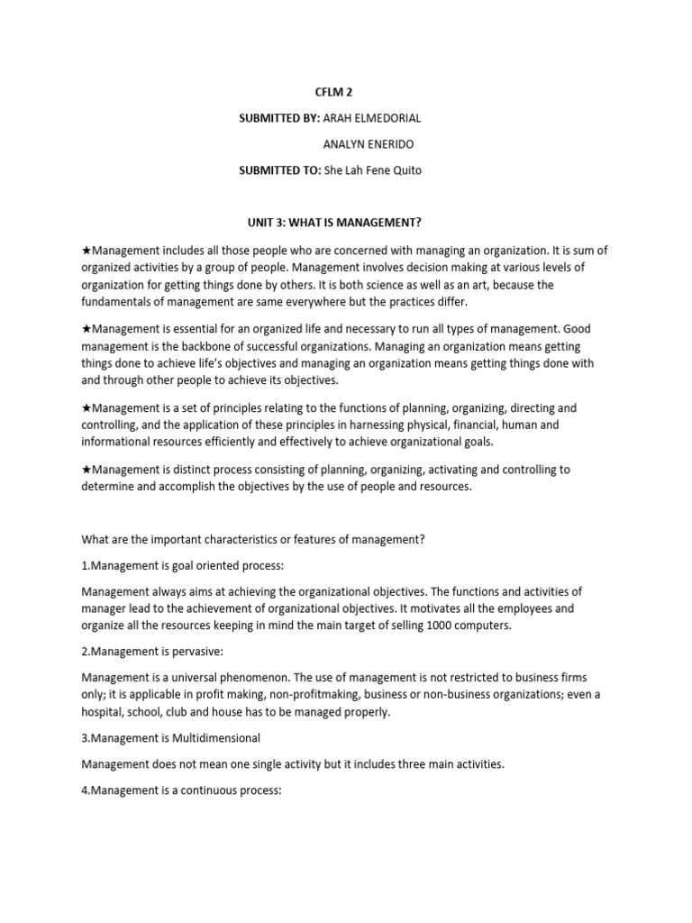 CFLM 2 Management | PDF | Cognitive Science | Economies