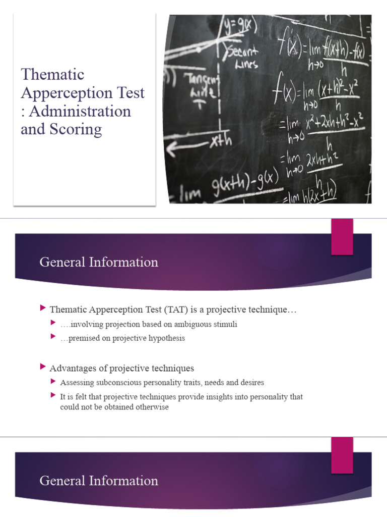 Thematic Apperception Test: Administration and Scoring | PDF | Id ...