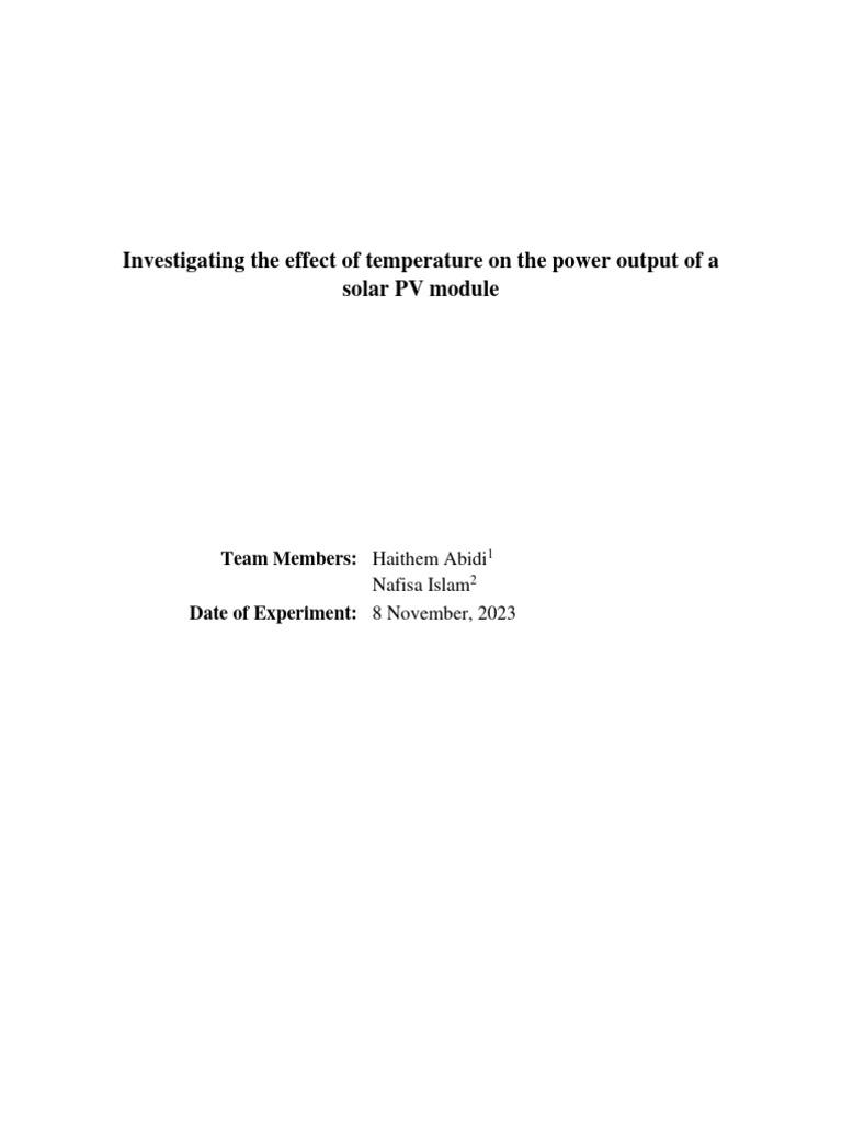 PV Report Nafisa 8dec23 | PDF | Photovoltaics | Solar Panel