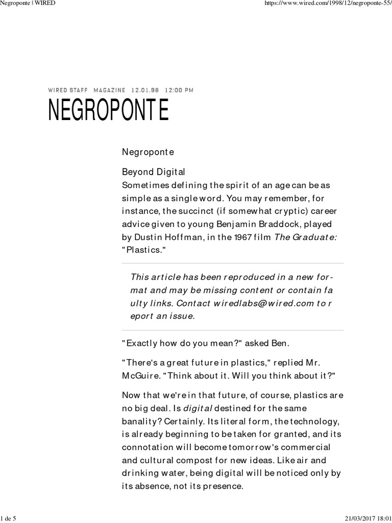 Negroponte - 1998 - Beyond Digital | PDF
