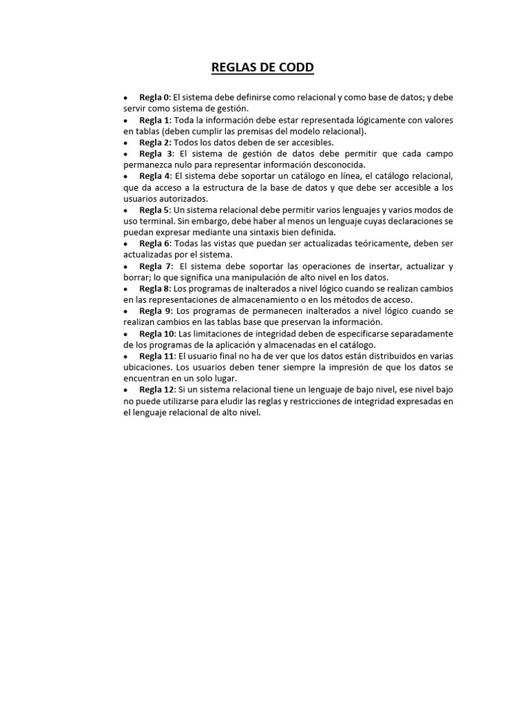 Reglas de Codd | PDF