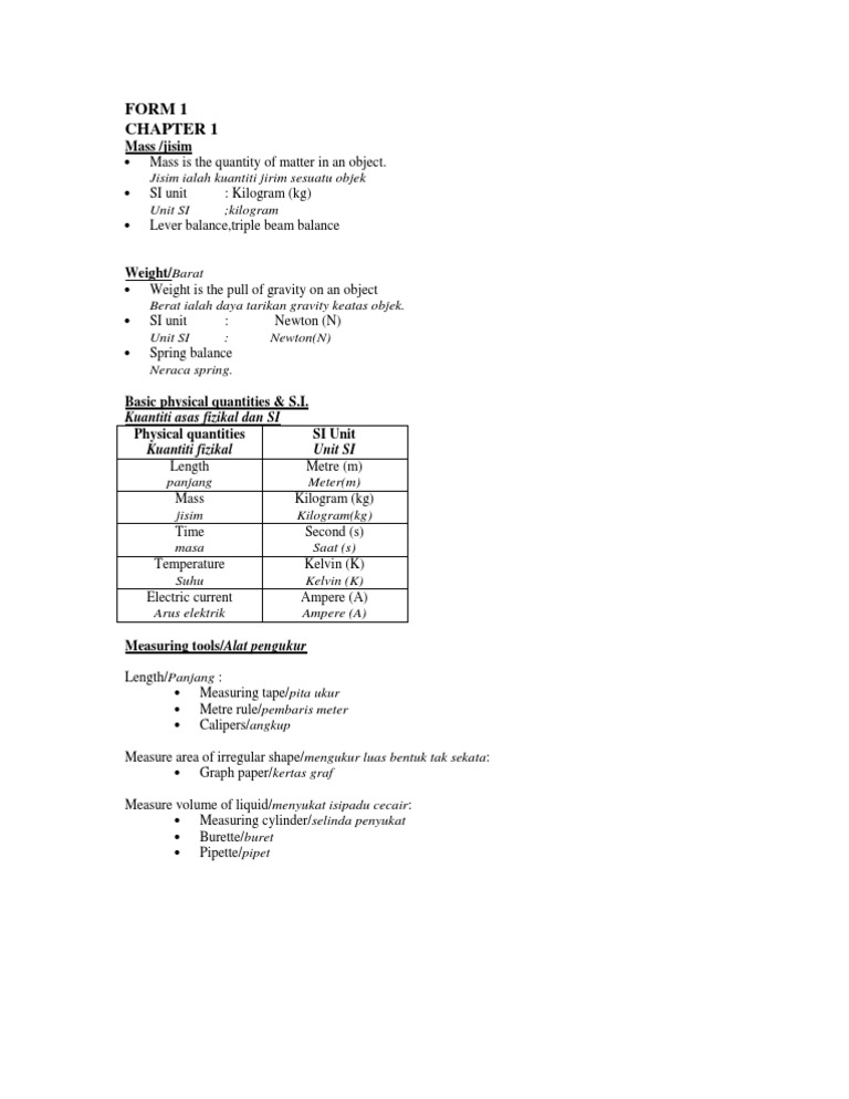 Understanding Mass, Weight, and SI Units | PDF