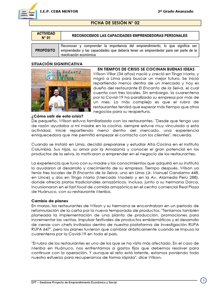 Ficha Ept #02 - Recursos Economicos Ii | PDF | Iniciativa empresarial | Creatividad