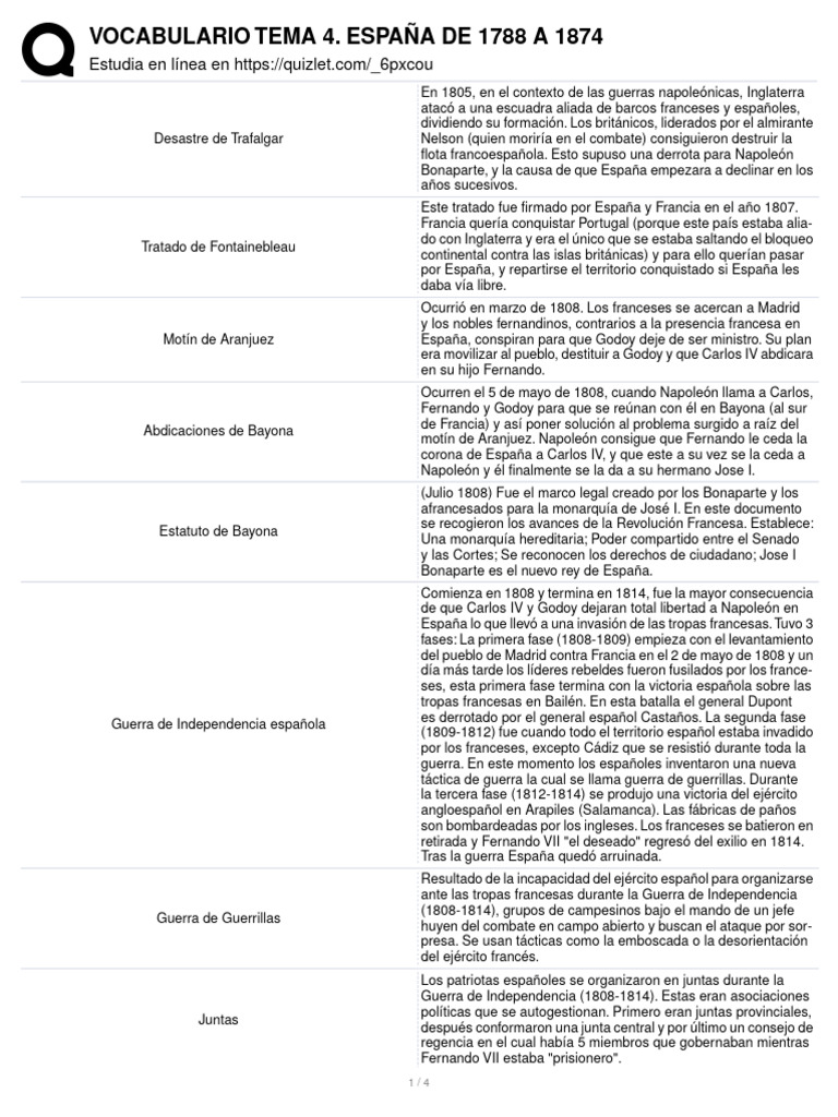 Flashcards 1 | PDF | Guerra peninsular | Napoleón
