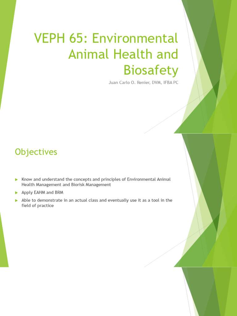 Environmental Animal Health and Biosafety 1 Handout | PDF | Personal ...