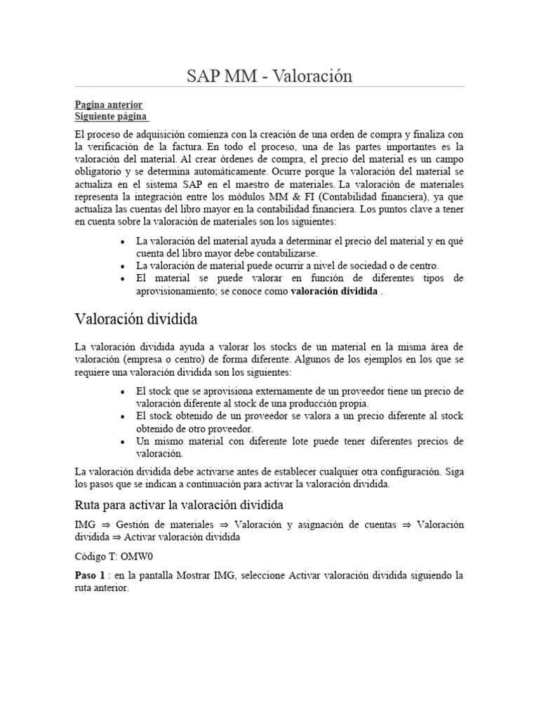 SAP MM Split Valuation | PDF | Business | Informática
