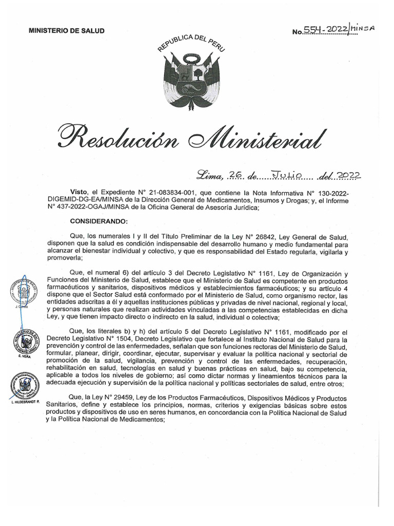 Manual Bpof RM - 554 2022 Minsa | PDF