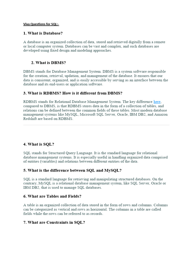 Viva Questions For SQL & Java For STD 12 | PDF | Database Index ...