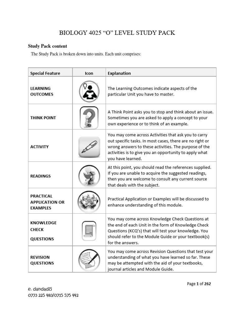 O Level Biology Study Pack Guide | PDF | Osmosis | Rna