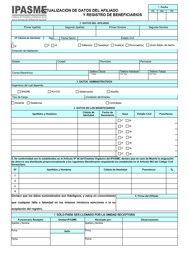 Formato Planilla de Afiliacion | PDF