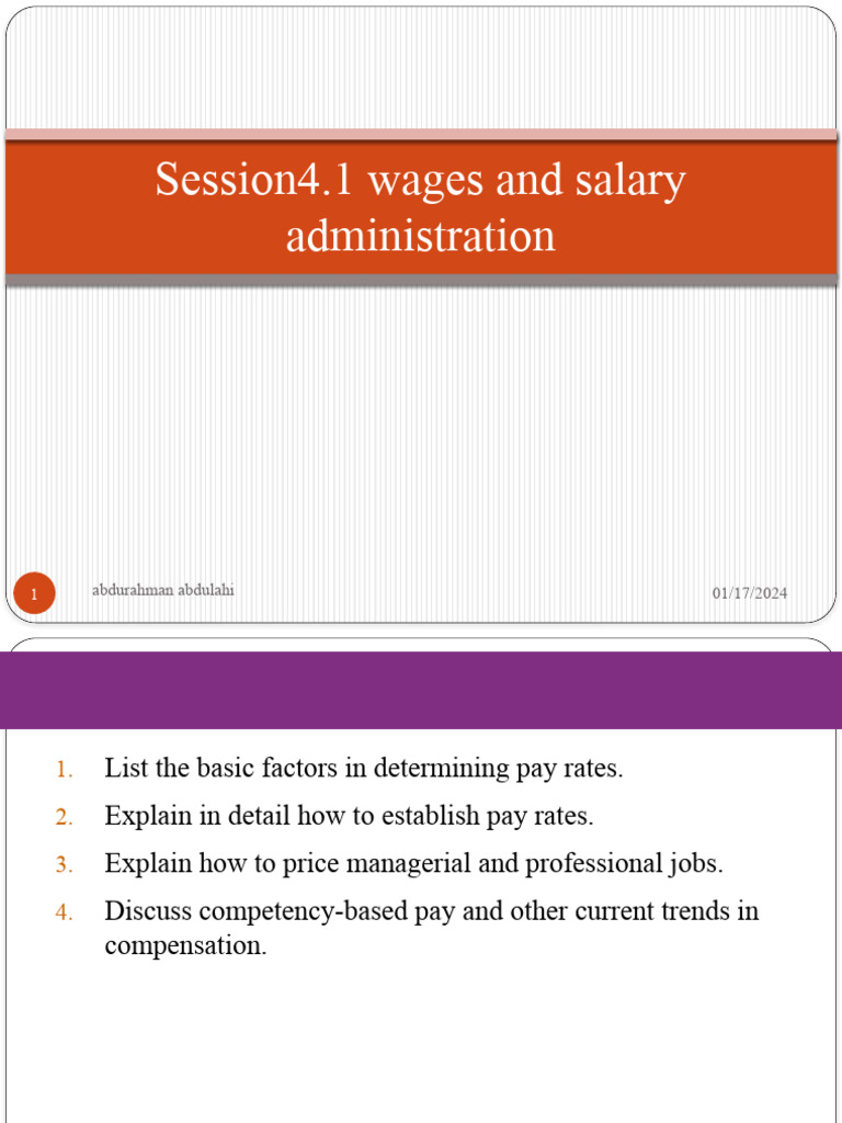 Session4.1 Wages and Salary Administration | PDF | Salary | Employment
